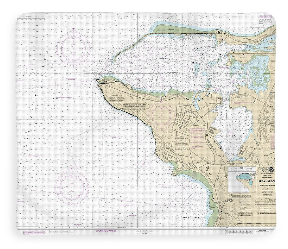 Nautical Chart 81054 Mariana Islands Apra Harbor, Guam Blanket | SeaKoast