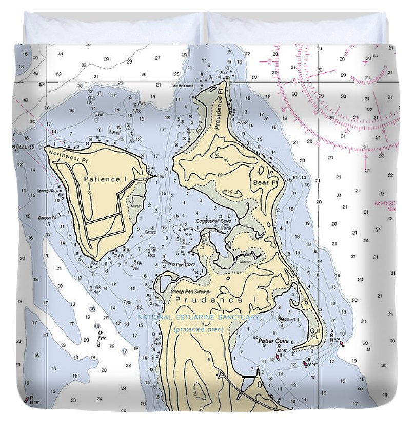 Patience Island-rhode Island Nautical Chart - Duvet Cover | Nautical ...