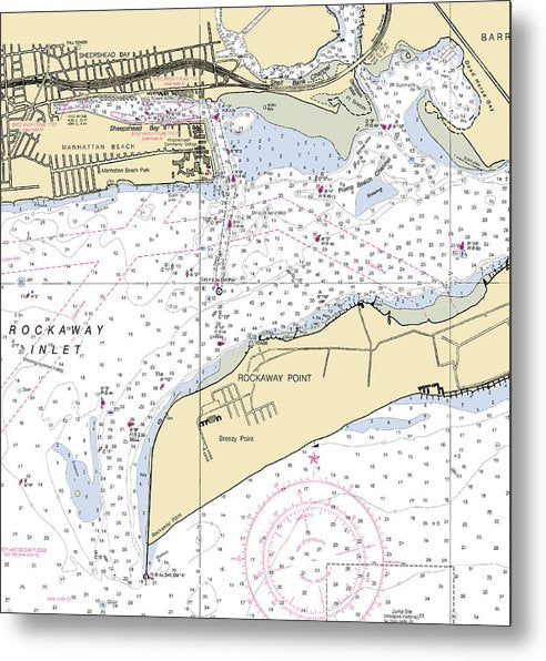 Rockaway Inlet-new York Nautical Chart - Metal Print | Nautical ...