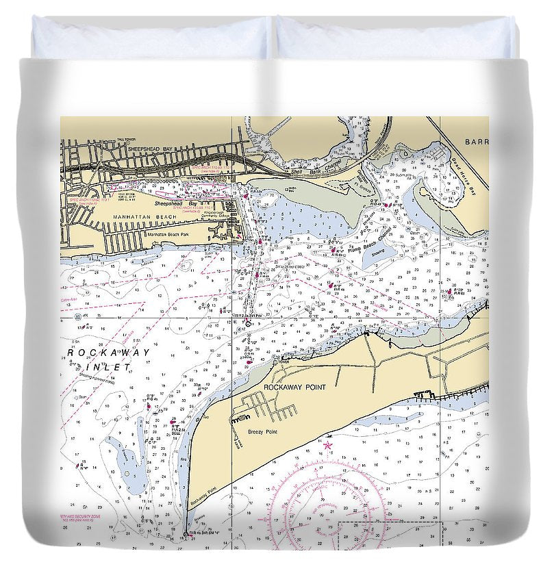 Rockaway Inlet-new York Nautical Chart - Duvet Cover | Nautical ...