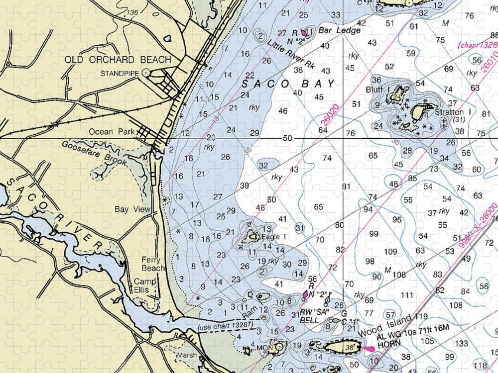 Saco Bay Maine Nautical Chart - Puzzle | Nautical products for sea lovers