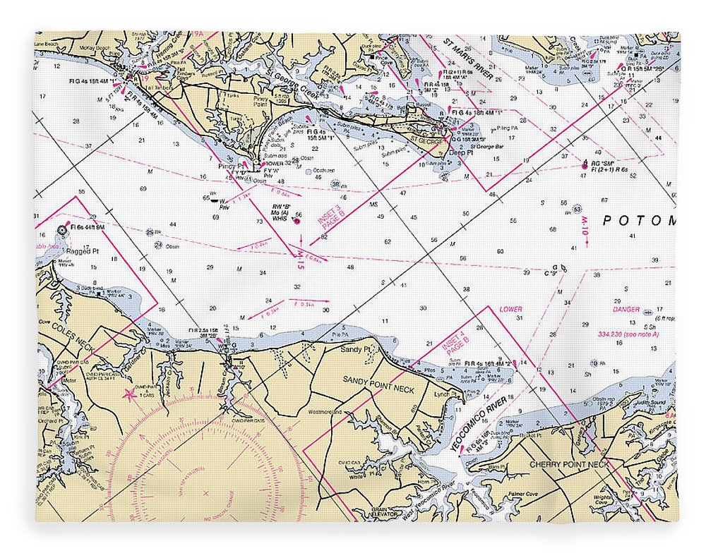 Sandy Point Neck To Cherry Point Neck-virginia Nautical Chart - Blanket ...