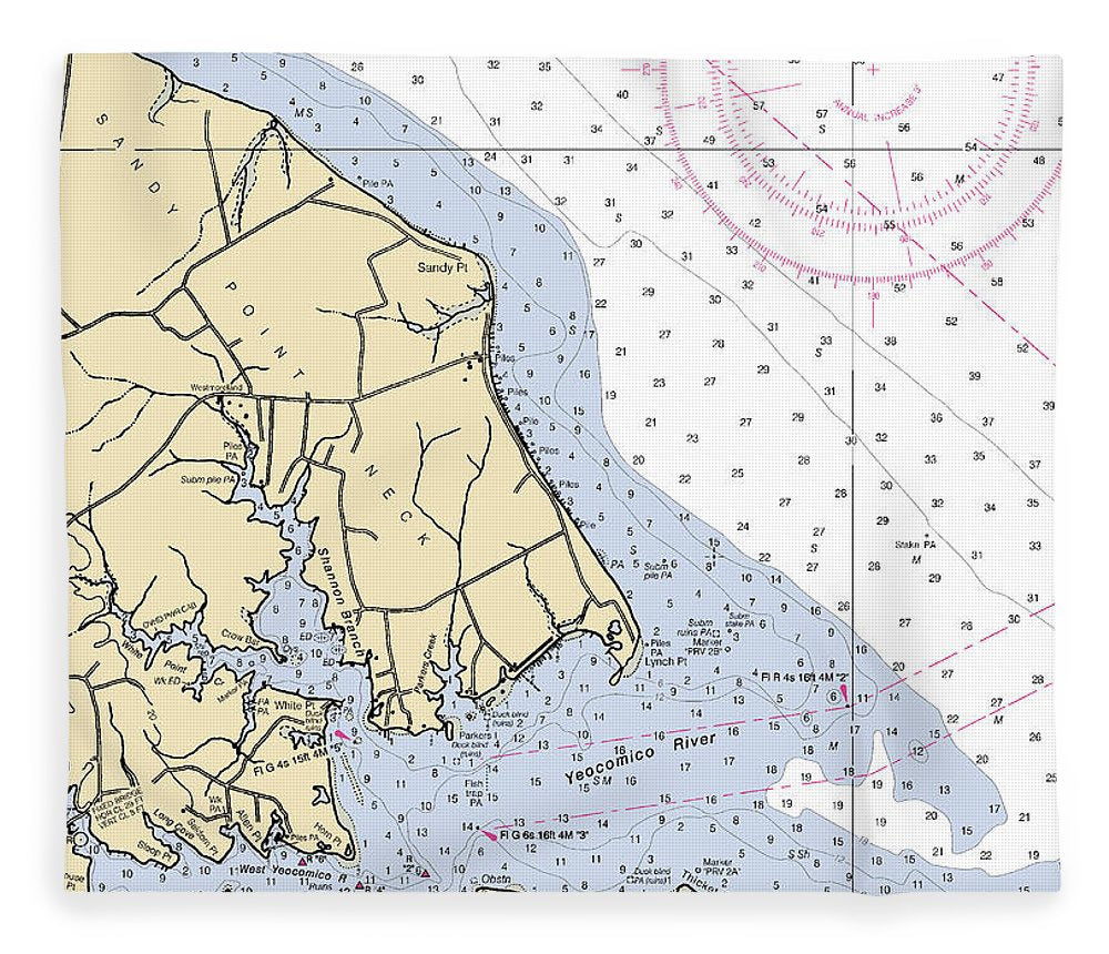 Sandy Point Neck -virginia Nautical Chart _v2 - Blanket | Nautical ...