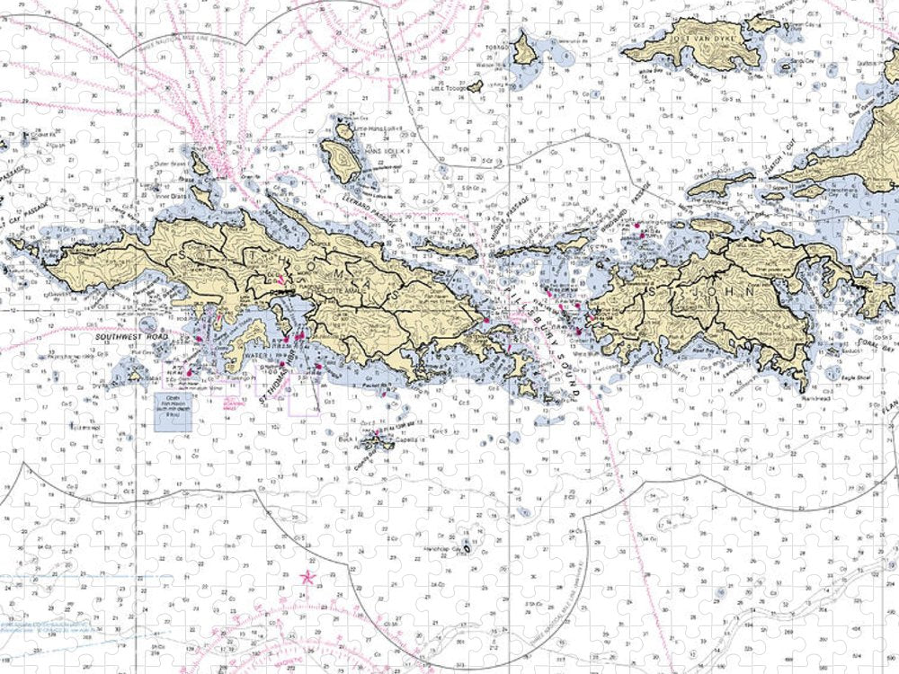 St John St Thomas-virgin Islands Nautical Chart - Puzzle | Nautical ...
