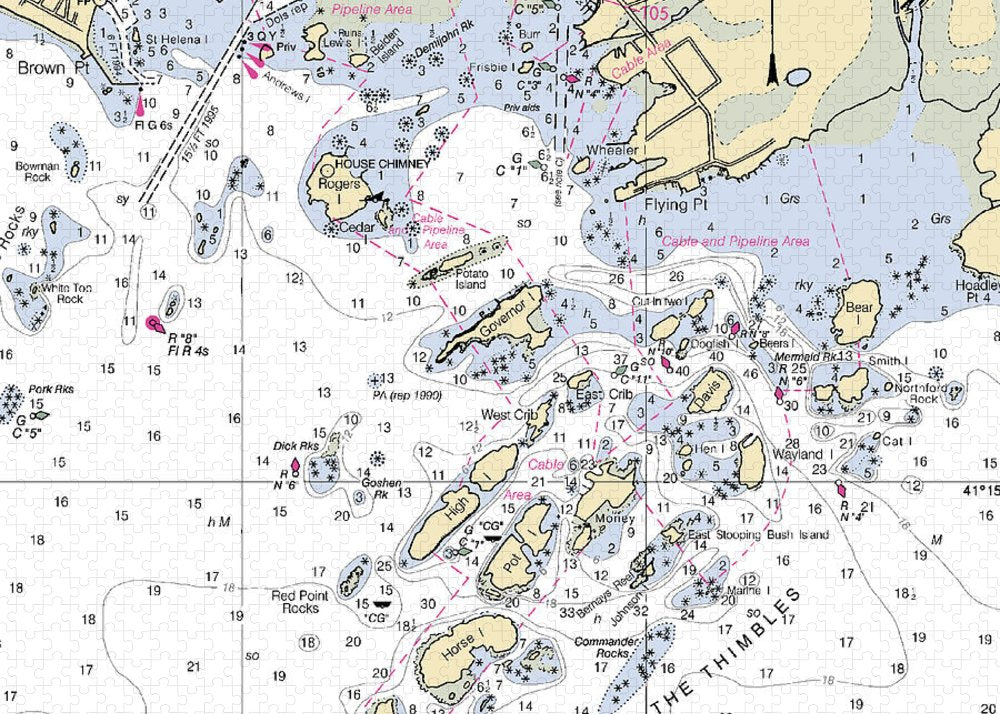 Thimble Islands -connecticut Nautical Chart _v2 - Puzzle | Nautical ...