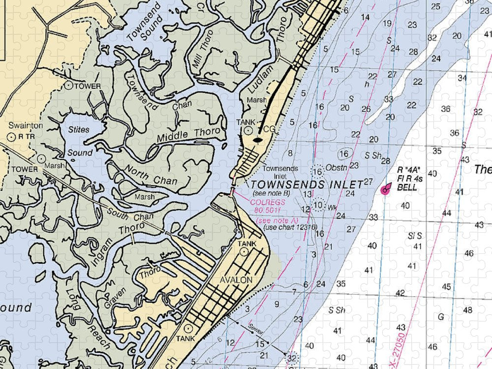 Townsends Inlet New Jersey Nautical Chart Puzzle | SeaKoast