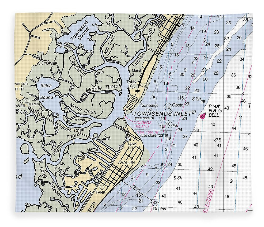 Townsends Inlet-new Jersey Nautical Chart - Blanket | Nautical products ...