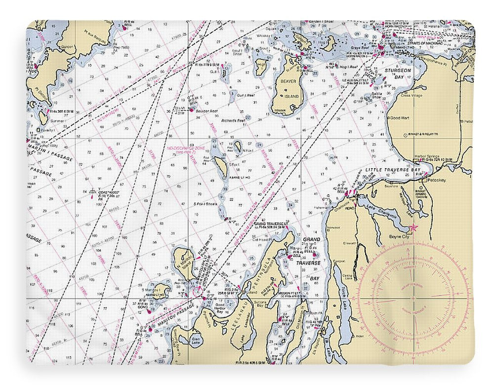 Upper Lake Michigan Lake Michigan Nautical Chart Blanket | SeaKoast